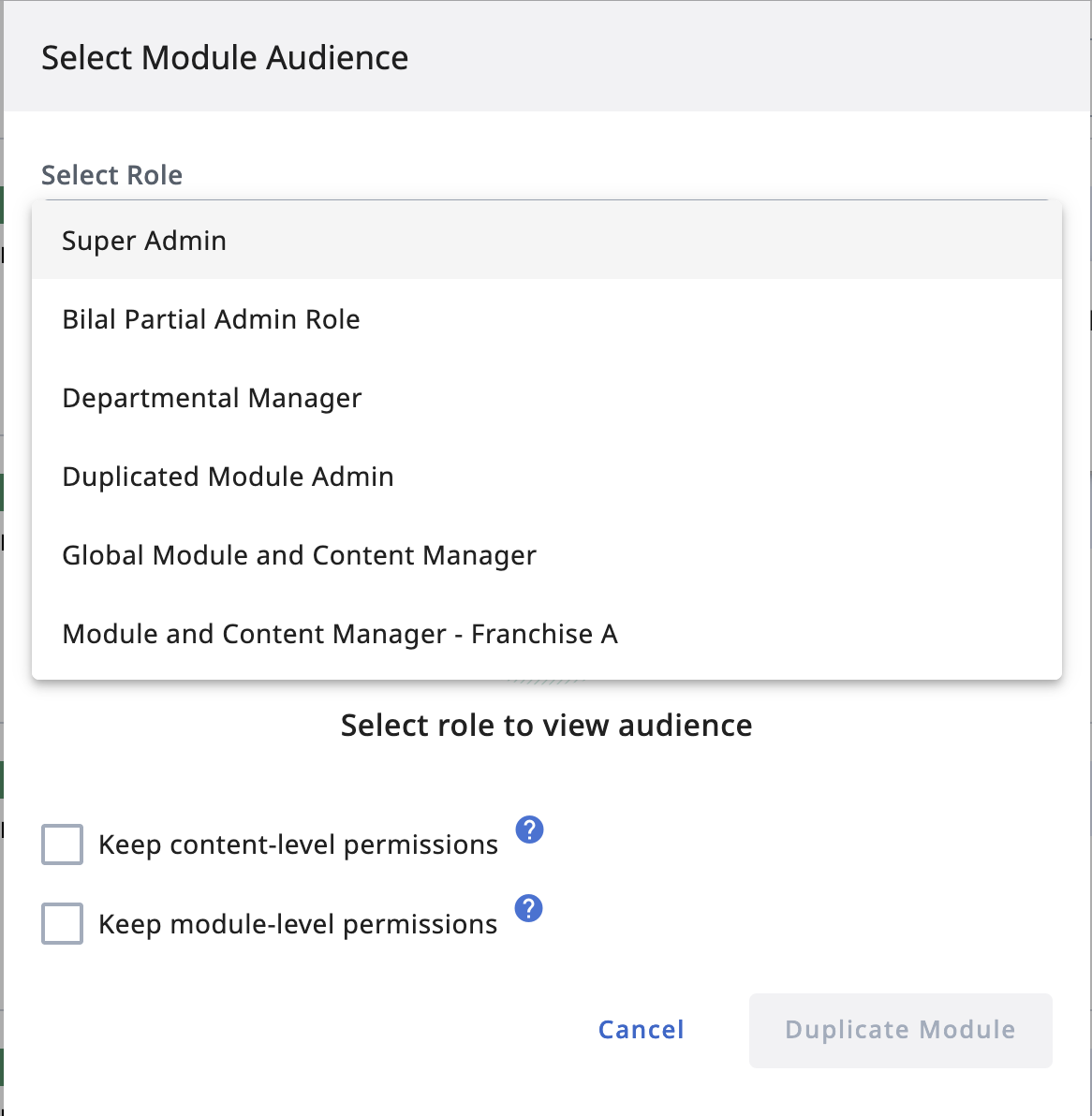 Duplicate Modules Under Different Role – Wisetail Technical Support